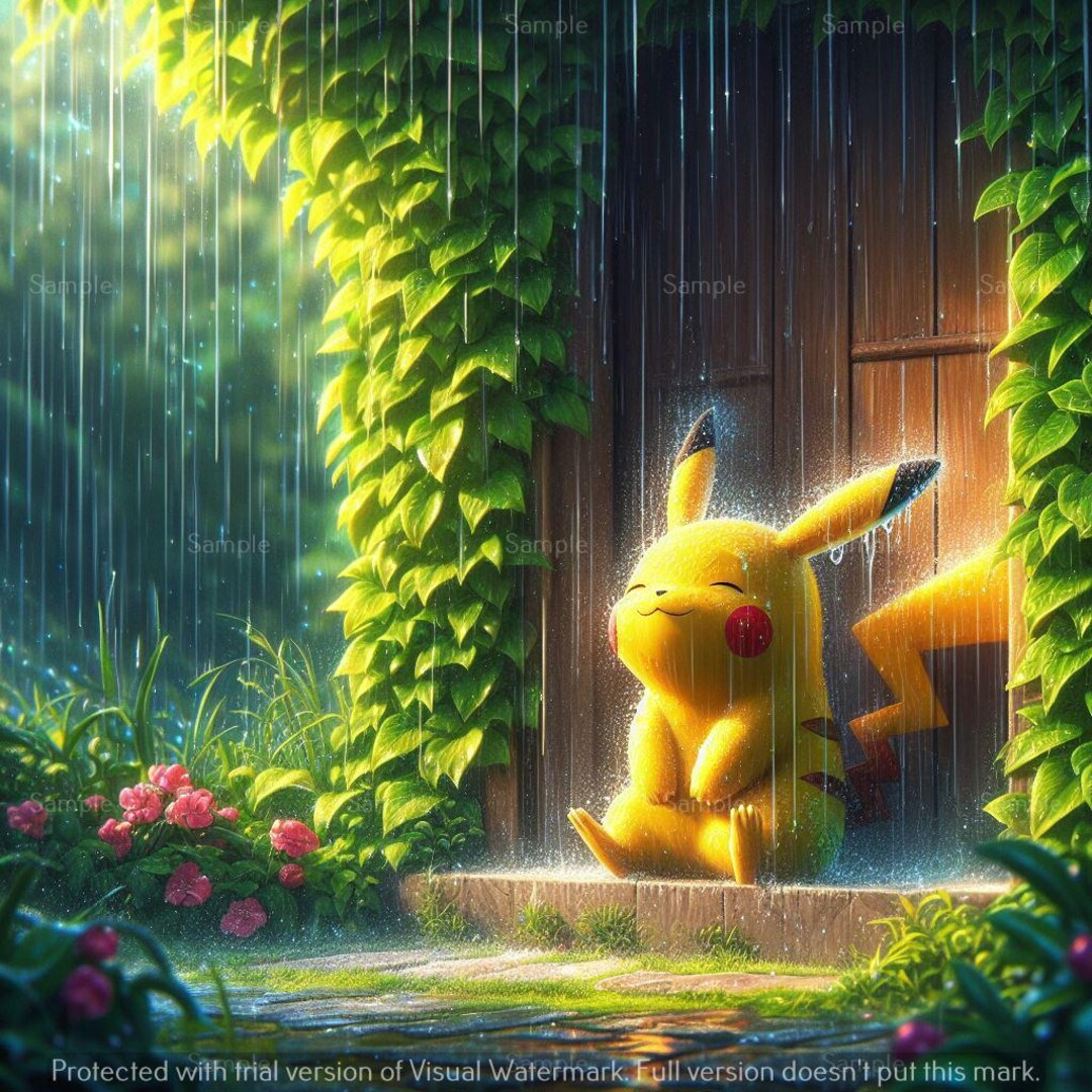 Pokemon Pikachu in the Rain, Digital Image, PNG File - Etsy