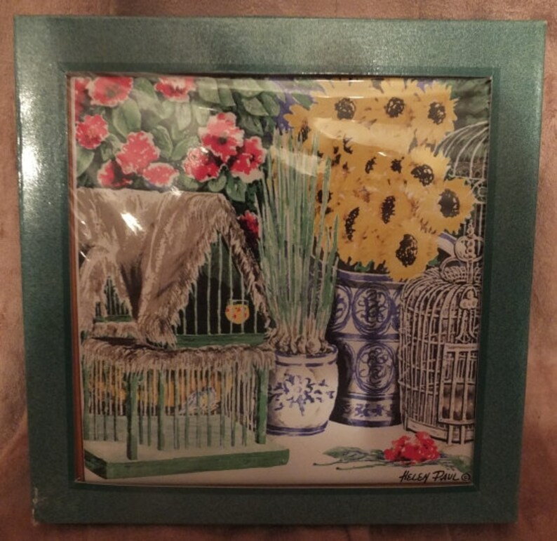 Helen Paul Watercolors Bird Cages & Flowers Ceramic Tile - Etsy