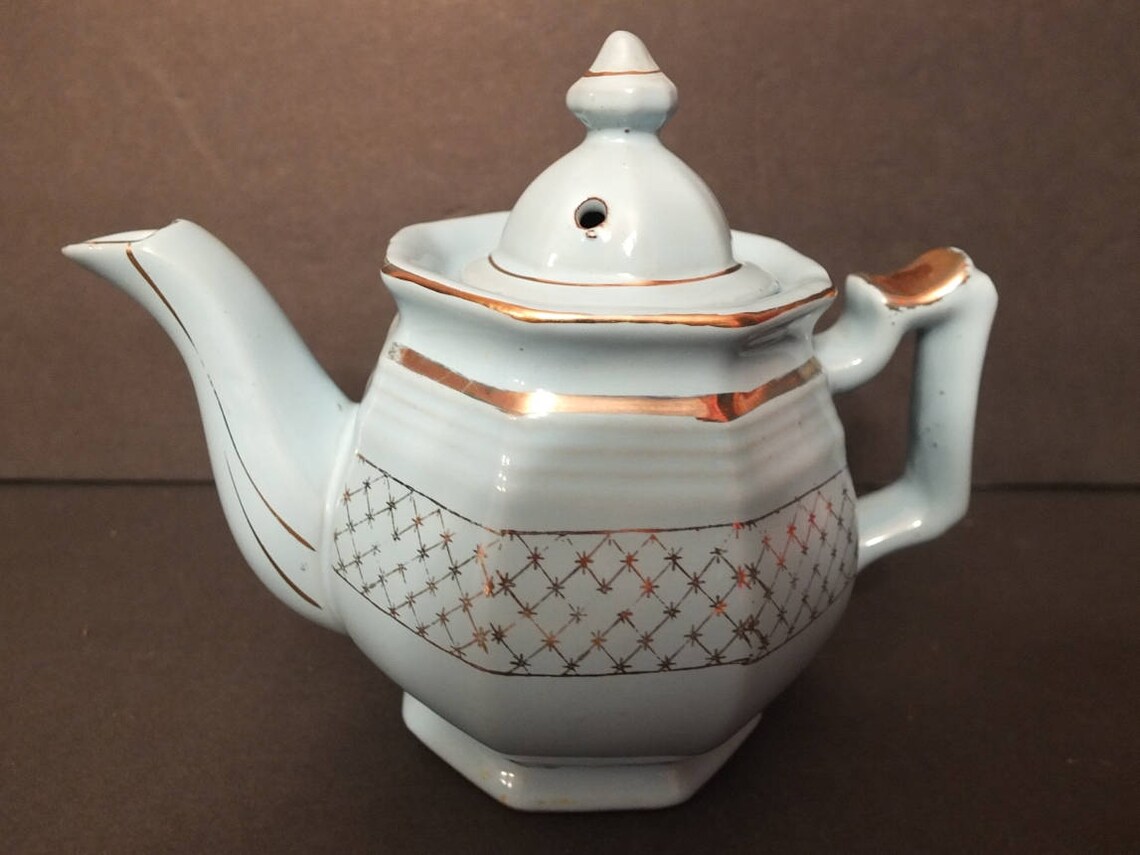 Blue Redware Pottery Teapot Blue - Etsy
