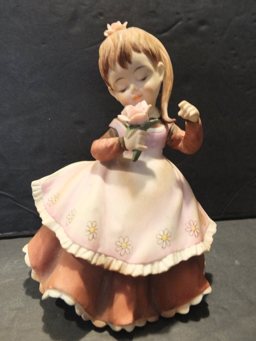 Lefton Girl Holding Rose Flower Figurine Lefton KW 3408 Figurine Lefton ...