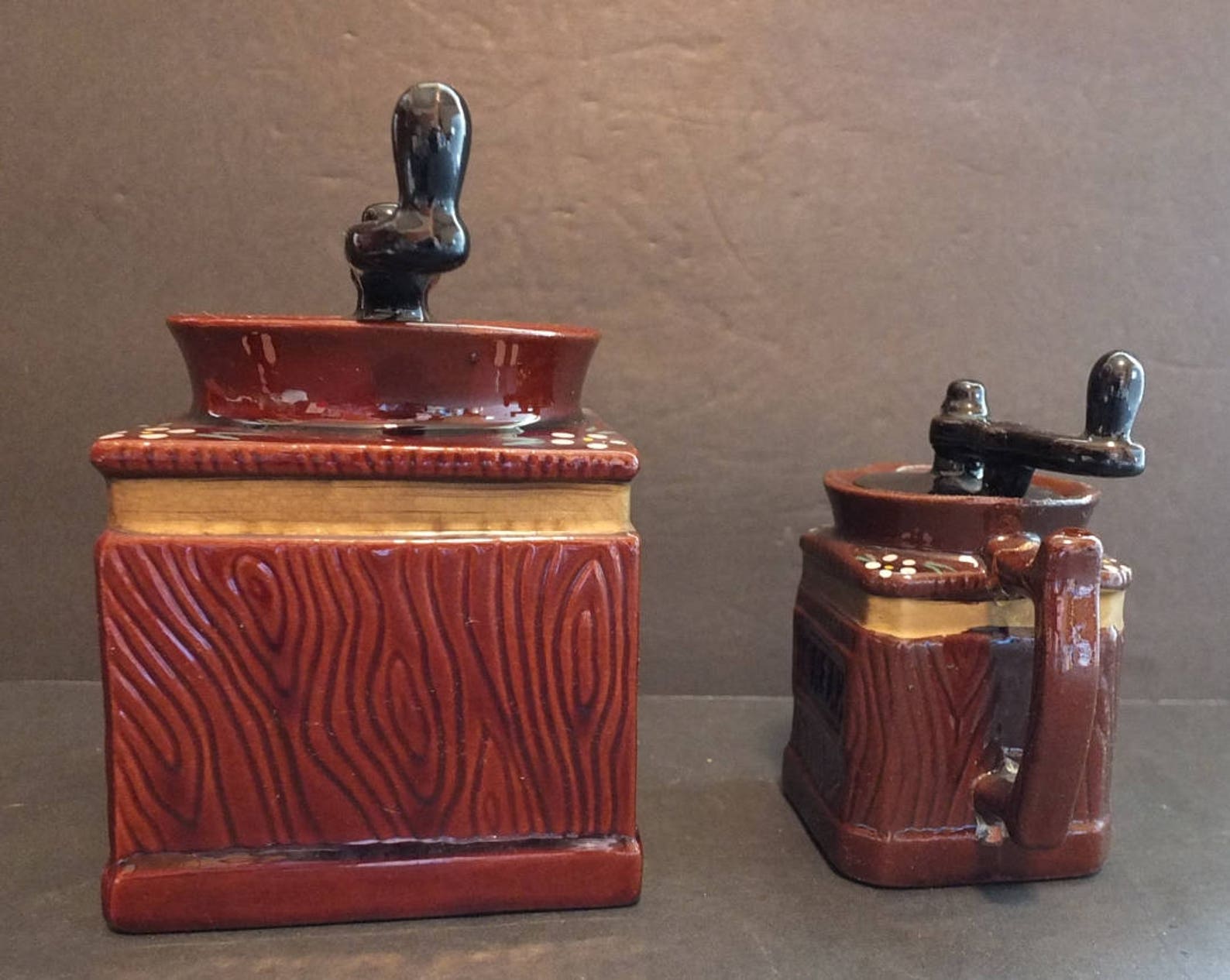 Vintage Coffee Mill Coffee Canister and Creamer Redware - Etsy