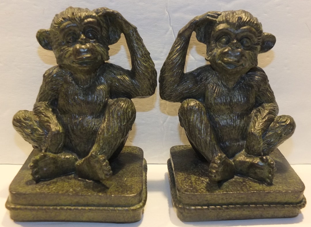 Monkey Chimpanzee Bookends CBK Ltd 1999 - Etsy