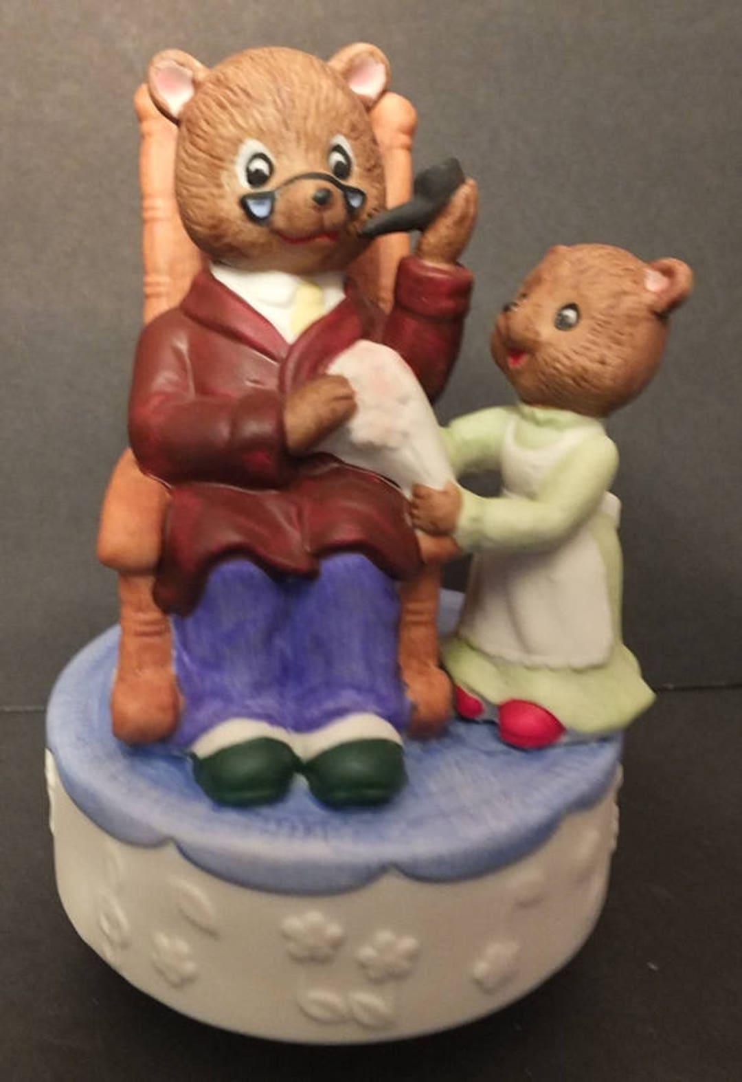 Papa Bear in Rocking Chair With Young Girl Bear Music Box Figurine - Etsy