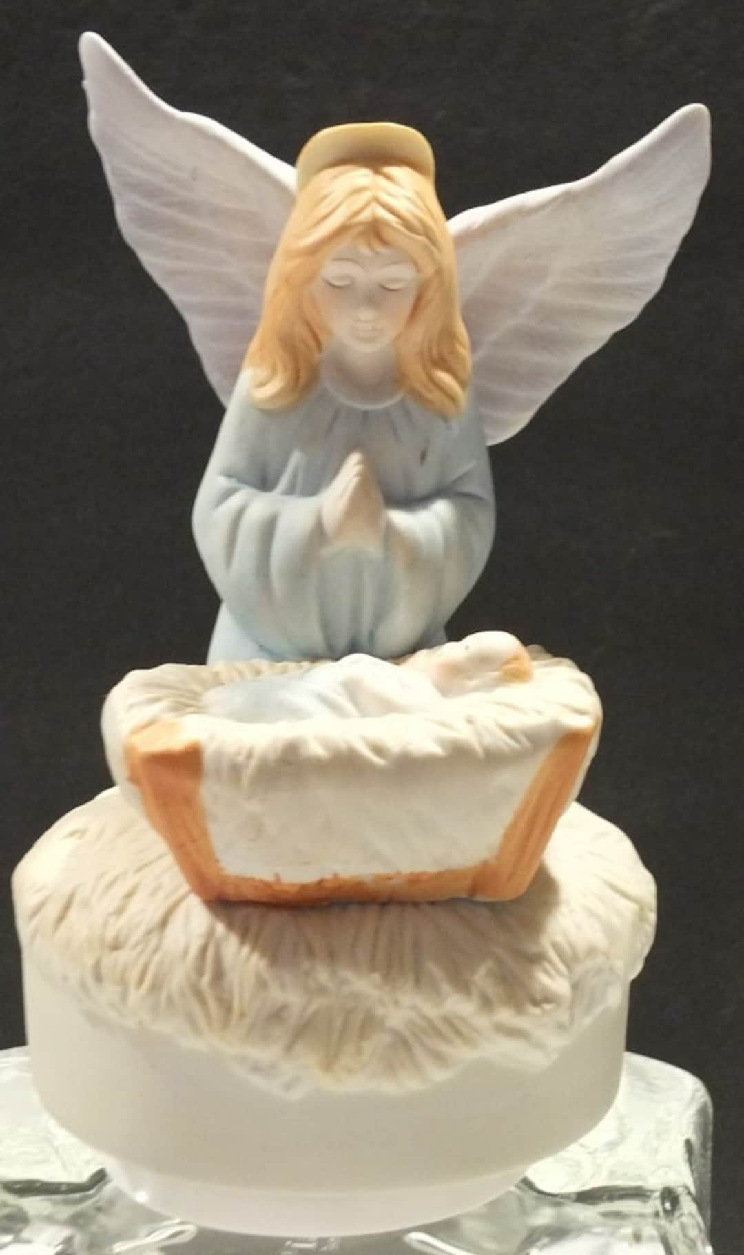 Angel Praying Over Baby Jesus Music Box Figurine House of Lloyd 1988 - Etsy