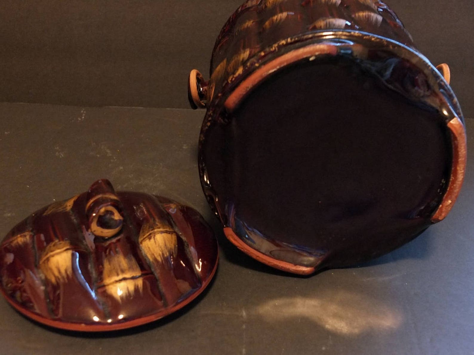 Vintage Redware Pottery Cookie Jar | Etsy
