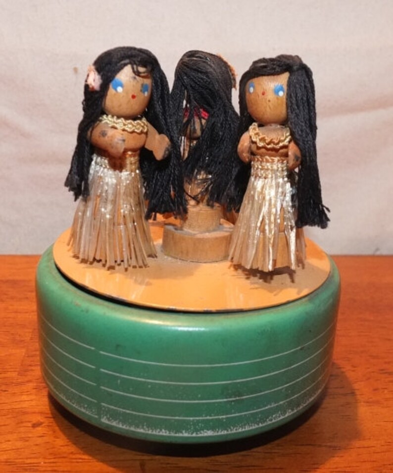 Vintage Metal Wind up Hula Dancers Music Box - Etsy