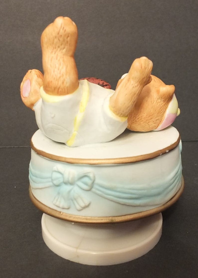 Teddy Bear With Football Music Box Figurine - Etsy