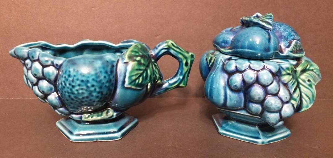 Inarco Blue Indigo Mood Sugar Bowl and Creamer Set Inarco Japan - Etsy
