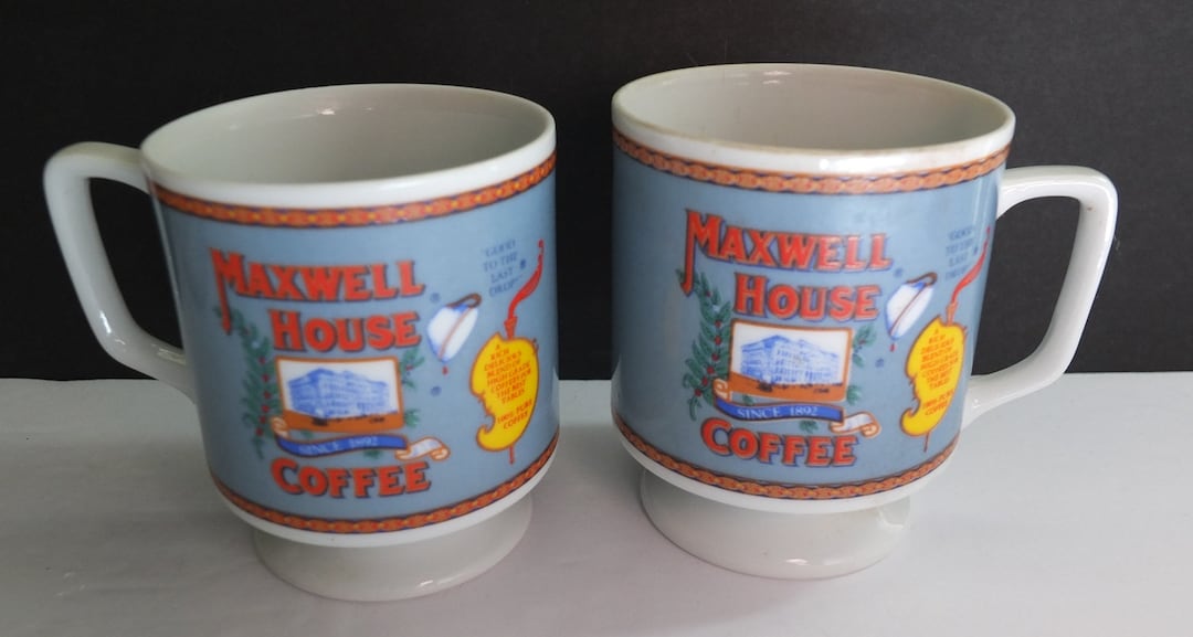 Vintage Maxwell House Coffee Mugs Set of 2 Pedestal Stacking Mugs - Etsy