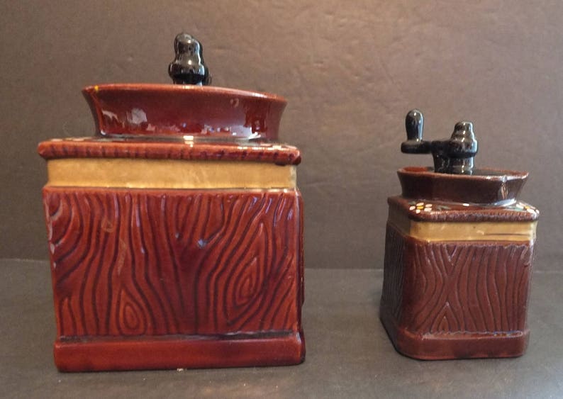 Vintage Coffee Mill Coffee Canister and Creamer Redware - Etsy