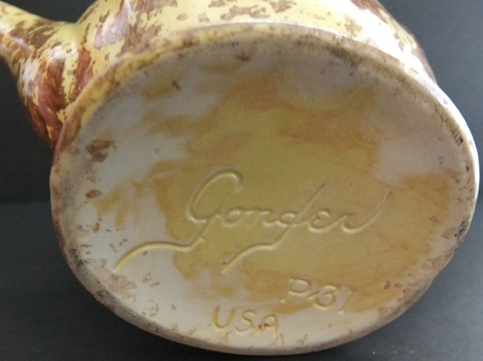 Gonder Ceramic Arts Pottery Teapot Set Yellow With Brown Drip & Sponge ...