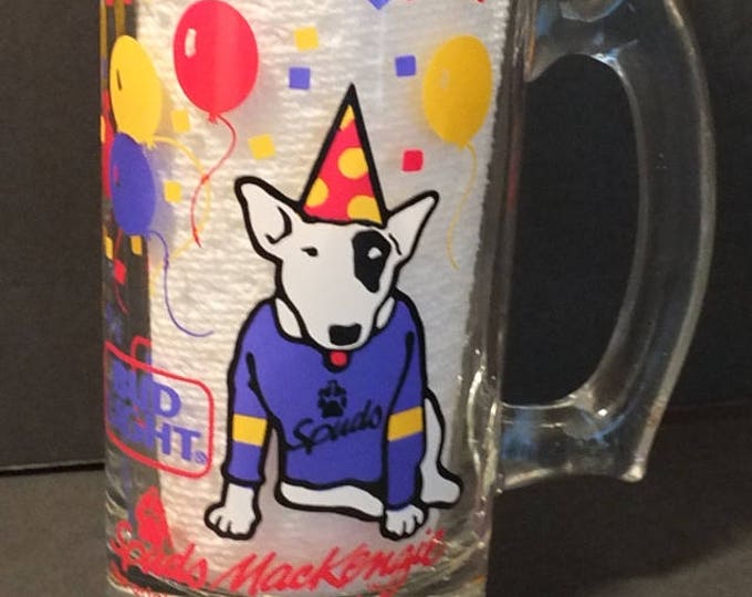 Spuds Mackenzie Glass Beer Mug 1987 Bud Light the Original Party Animal ...