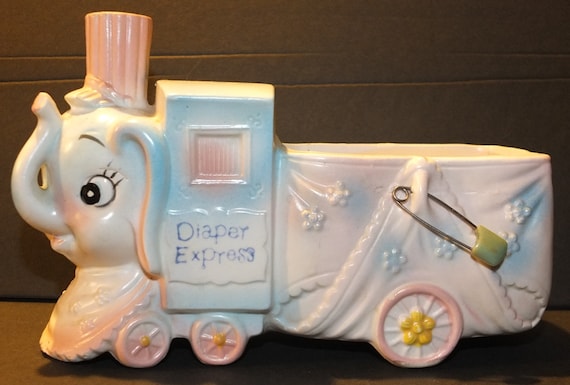 Napco Elephant Diaper Express Train Locomotive Baby Planter | Etsy