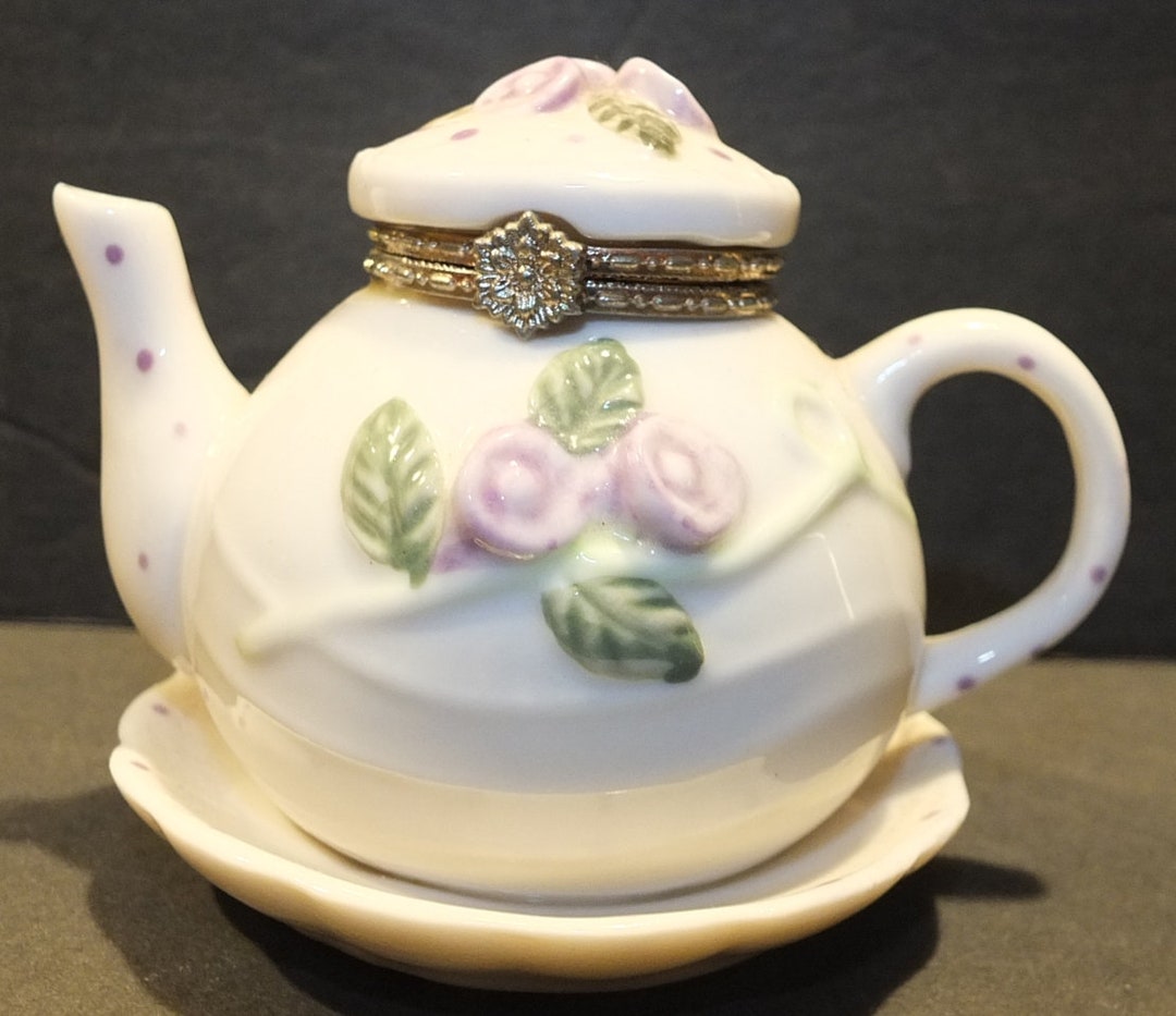 Teapot Porcelain Trinket Box - Etsy