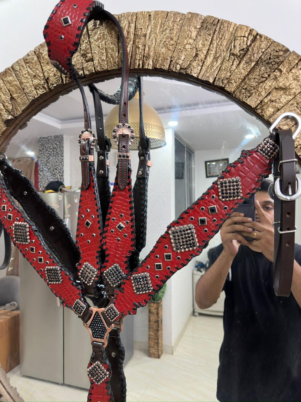 Beautiful Handmade Western Tack Set With Crocodile Print Headstall ...