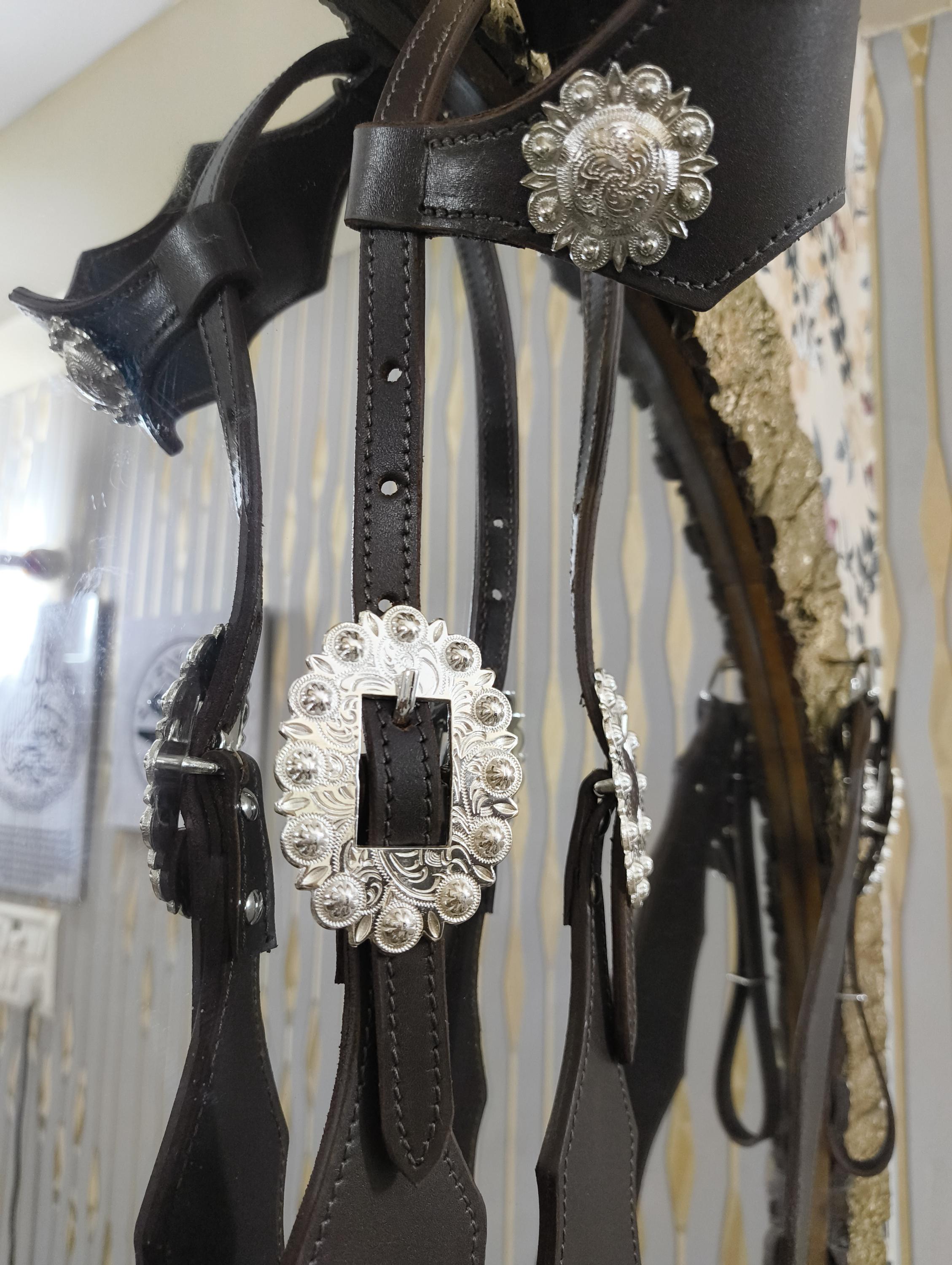 Handmade Western Horse Tack Set Plain Headstall Breast Collar for Bling ...