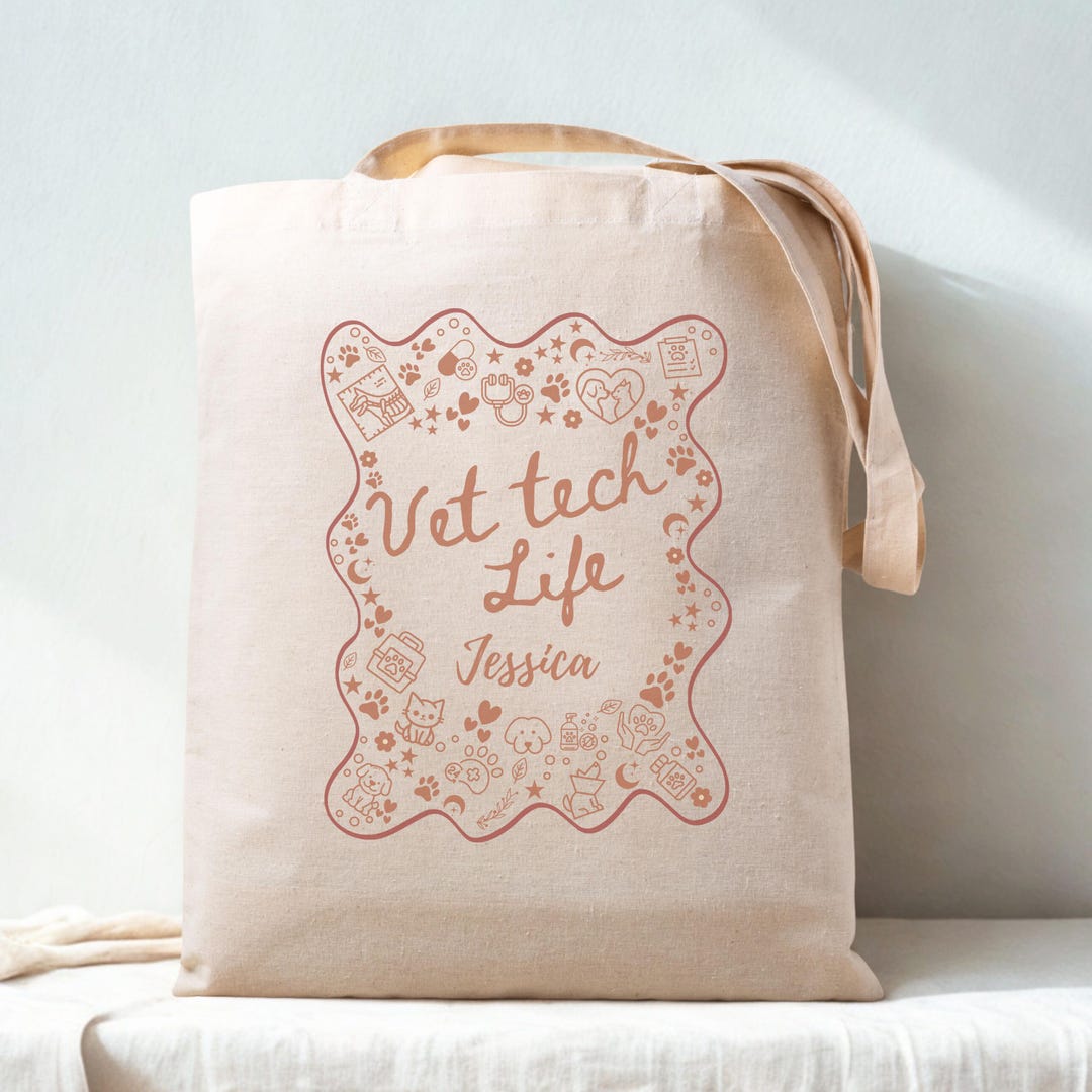 Vet Tech Tote Bag Personalised Vet Tech Gift Vet Nurse Gift ...