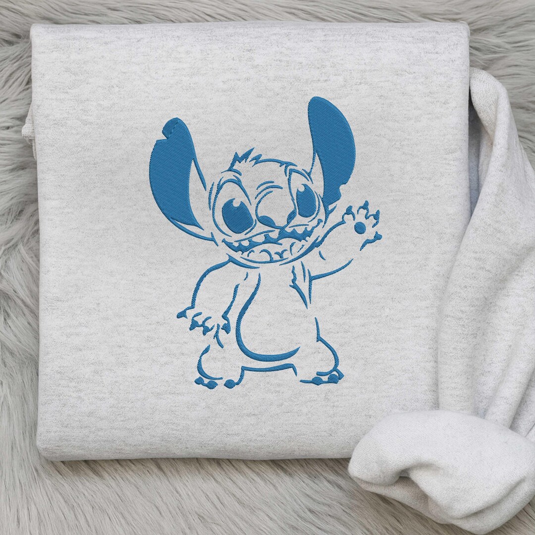 Blue Alien Outline Embroidery Design, Minimalist Stitch Character ...