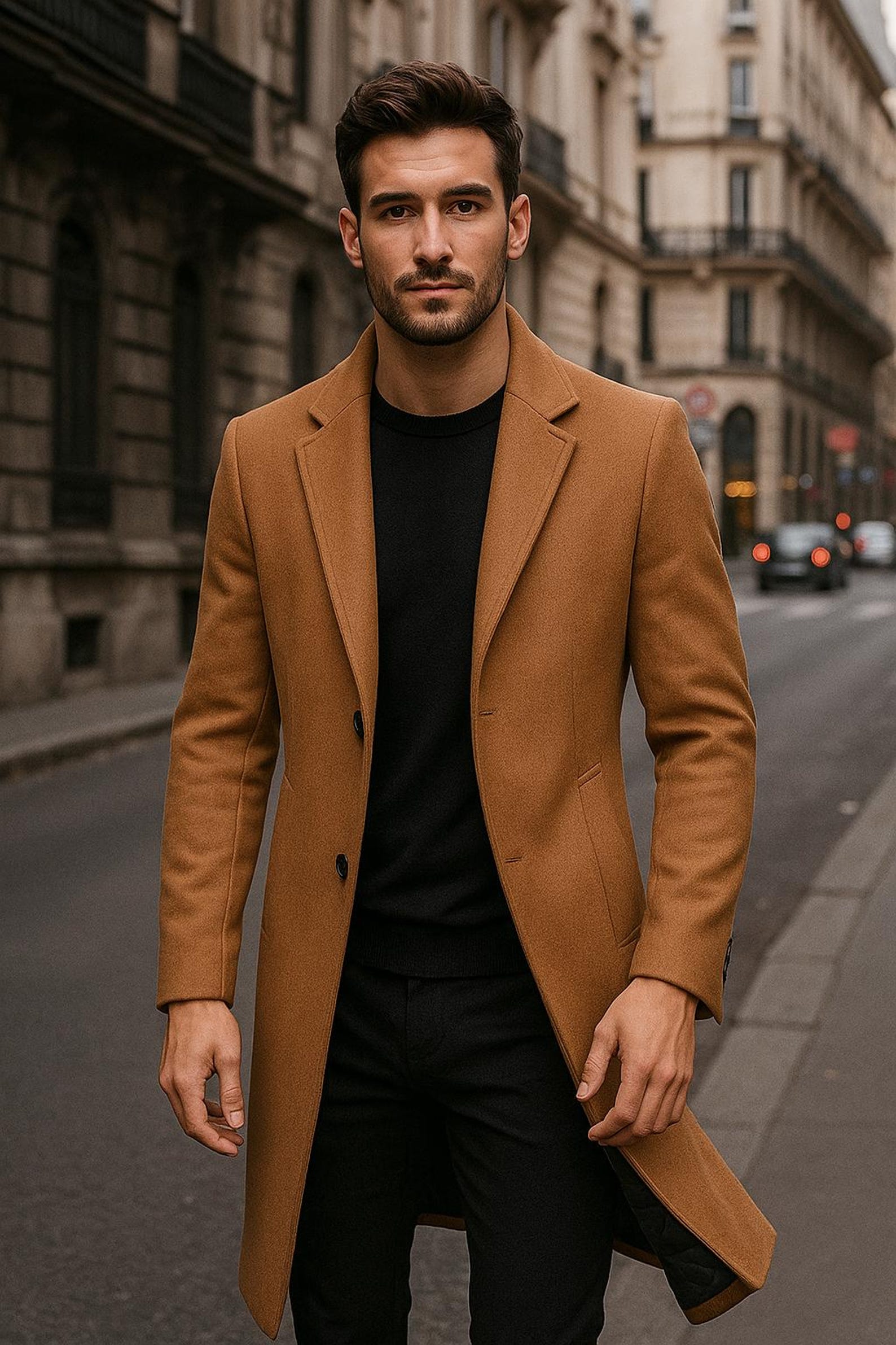 Winter Wool Blend Long Trench Coat Men, England Style Business Casual ...