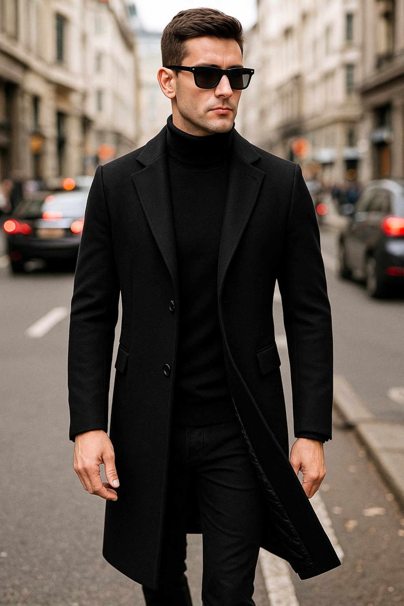 Winter Wool Blend Long Trench Coat Men, England Style Business Casual ...