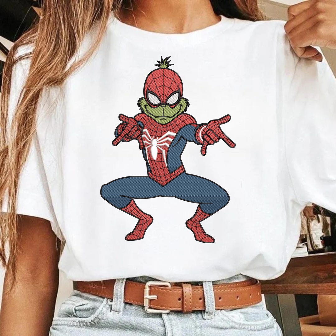 Grinch Spider Hero Embroidery Design, Funny Christmas Superhero ...