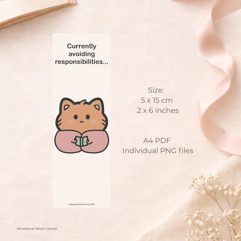 Currently Avoiding Responsibilities Cat Bookmark – Funny Printable Cat ...
