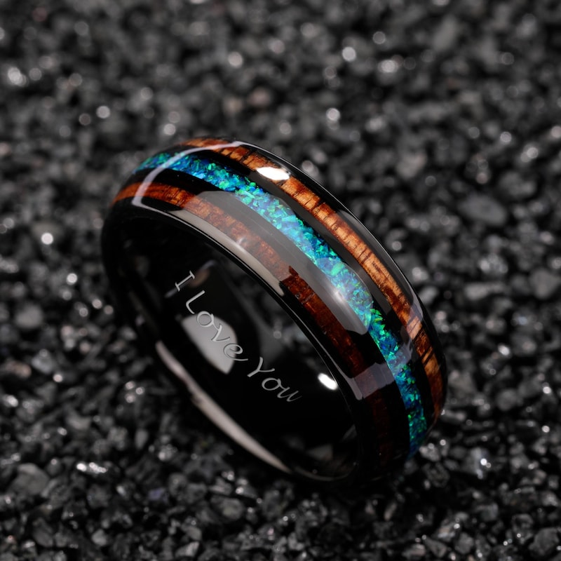 Opal Hawaiian Wood Ring - Etsy