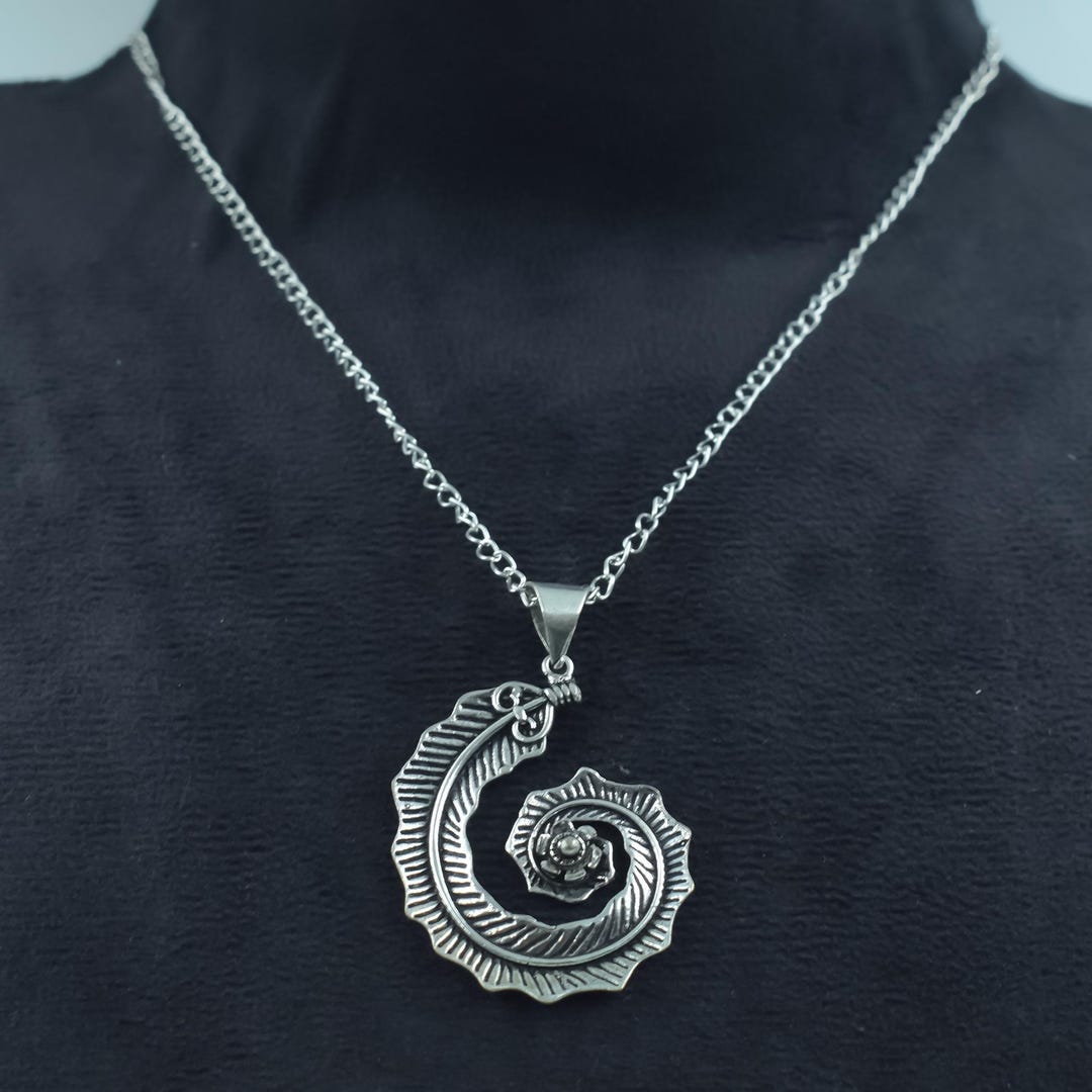 Silver Plated Brass Koru Pendant, Spiral Fern Necklace, Botanical ...