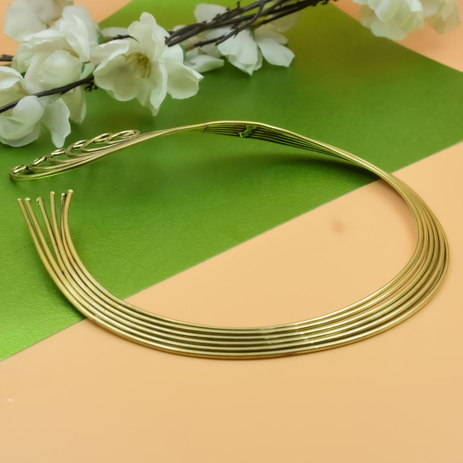 Asymmetrical Brass Collar, Modern Wire Art Choker, Gold Swirl Necklace ...