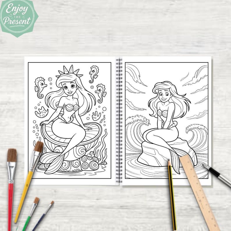 Ariel Coloring Book – 20 Pages | Disney Little Mermaid Princess ...