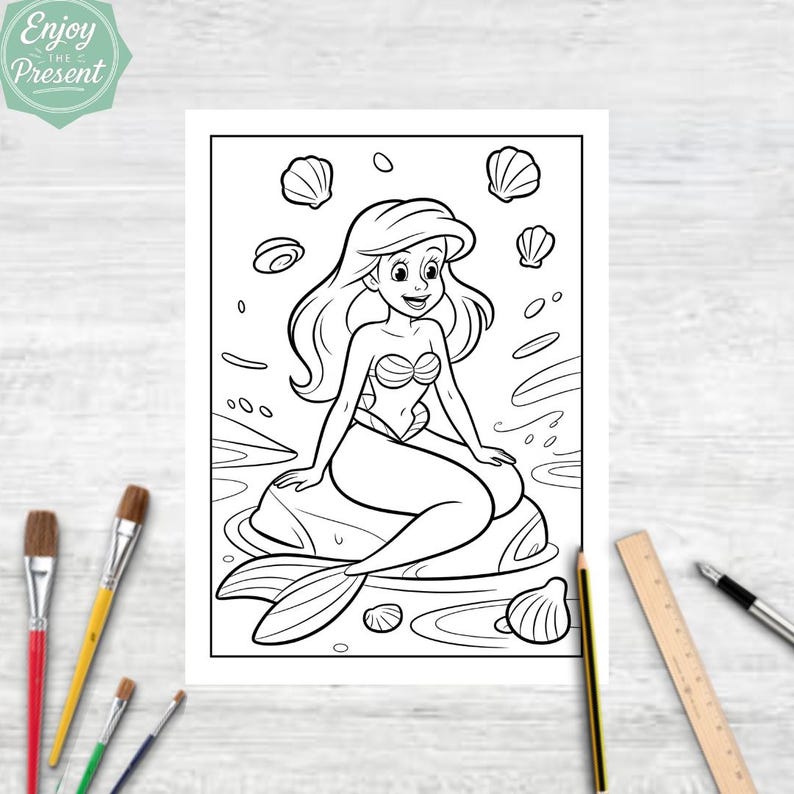 Ariel Coloring Book – 20 Pages | Disney Little Mermaid Princess ...