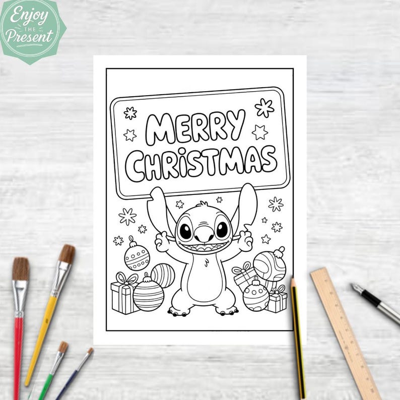 35 Pages Stitch Christmas Coloring Book | Christmas Coloring Sheets ...