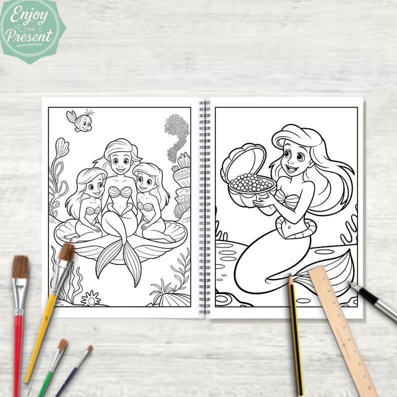 Ariel Coloring Book – 20 Pages | Disney Little Mermaid Princess ...
