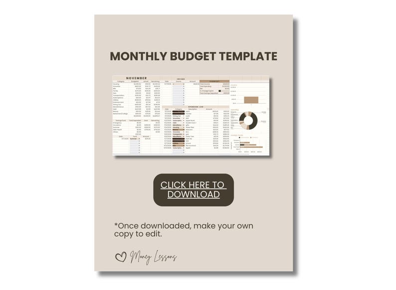 Brown Neutral Budget Template for Google Sheets | Monthly Budget ...