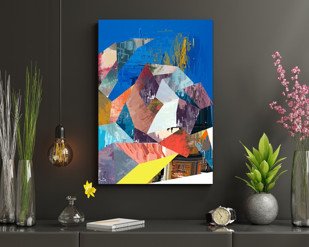 Colorful Cubist Abstract Art Print | Modern Geometric Design (digital ...