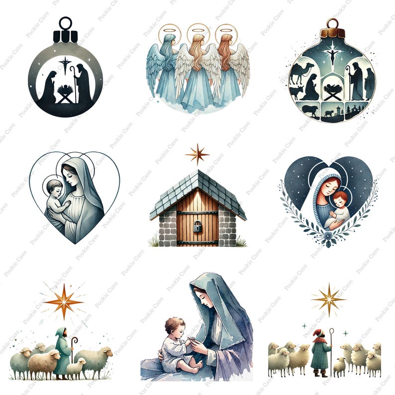 Nativity Christmas Clipart Set – Holy Family PNG Bundle (digital ...