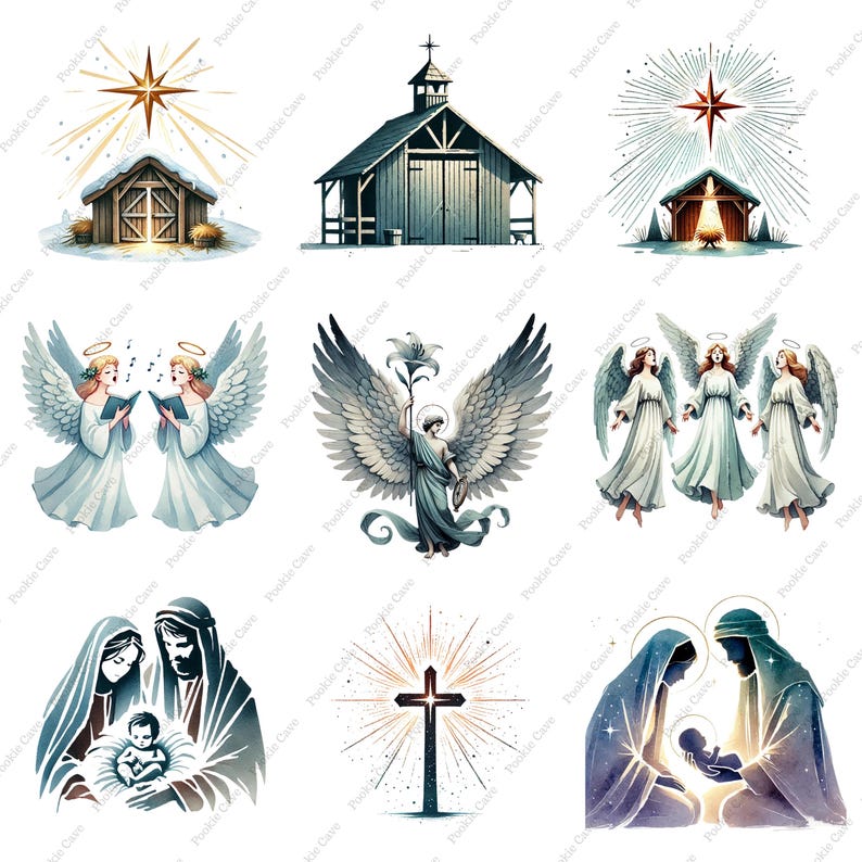Nativity Christmas Clipart Set – Holy Family PNG Bundle (digital ...