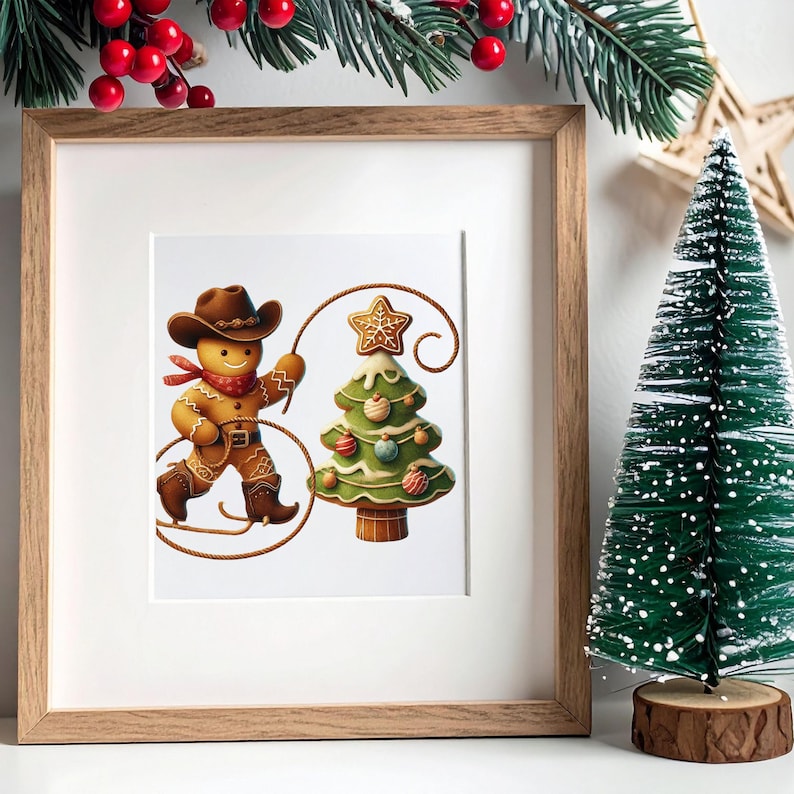 Cowboy Gingerbread Man Clipart – Western Christmas PNG (digital ...