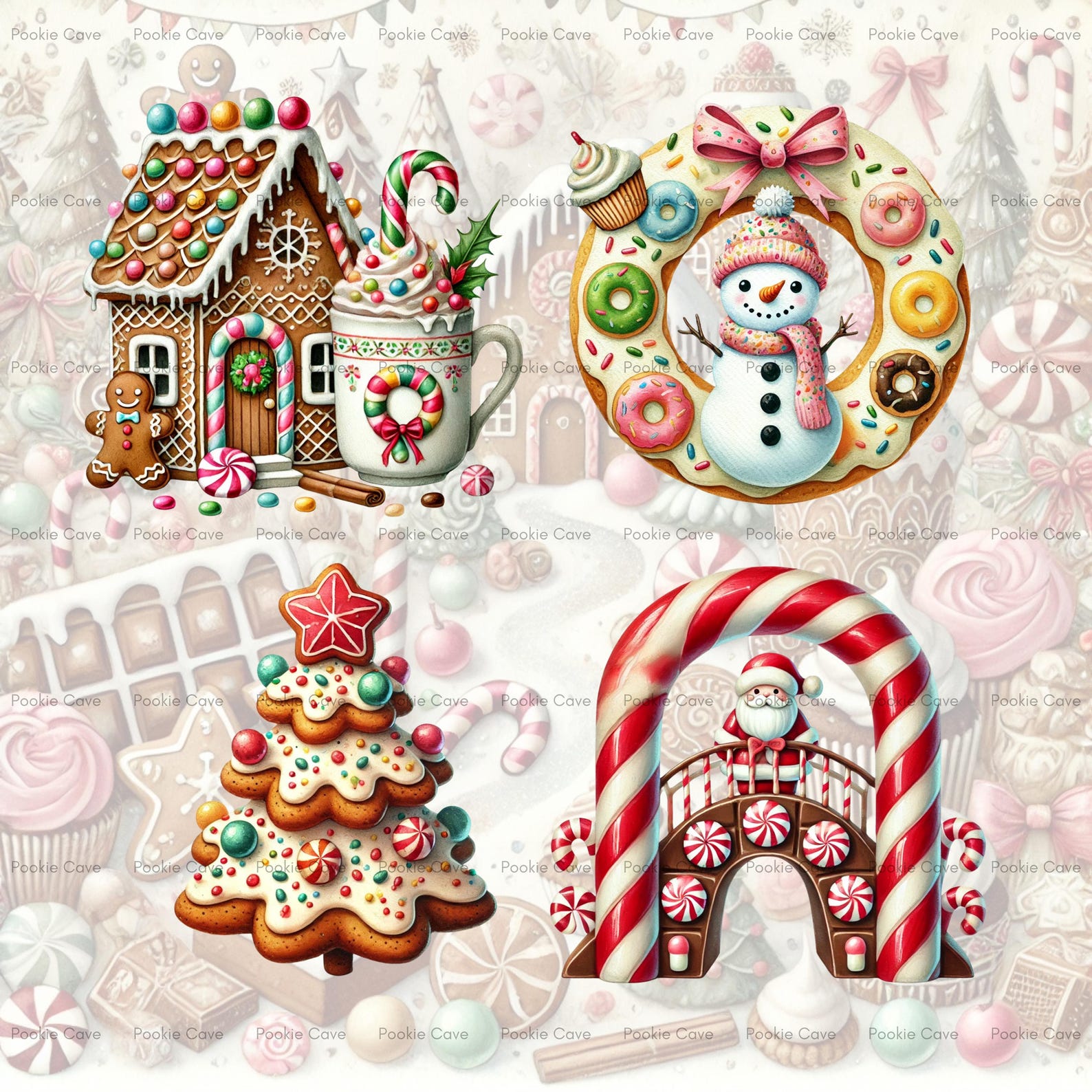 20 Sweet Treat Christmas Clipart Bundle: Candy & Dessert Pngs (digital ...