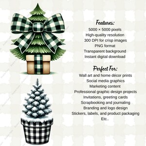 Watercolor Plaid Christmas Tree Clipart – 50 PNG Bundle (digital ...