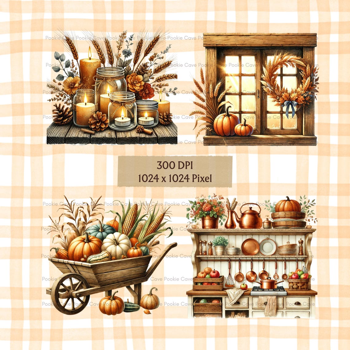 Farmhouse Thanksgiving PNG Bundle | Rustic Autumn Harvest Clipart ...