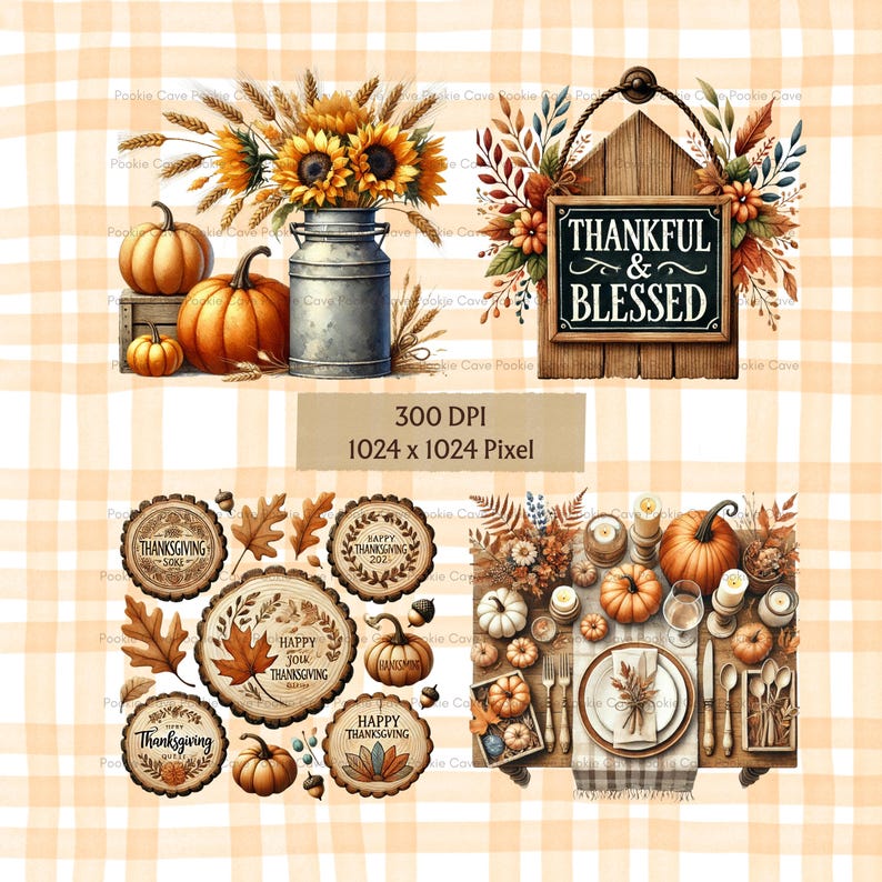 Farmhouse Thanksgiving PNG Bundle | Rustic Autumn Harvest Clipart ...