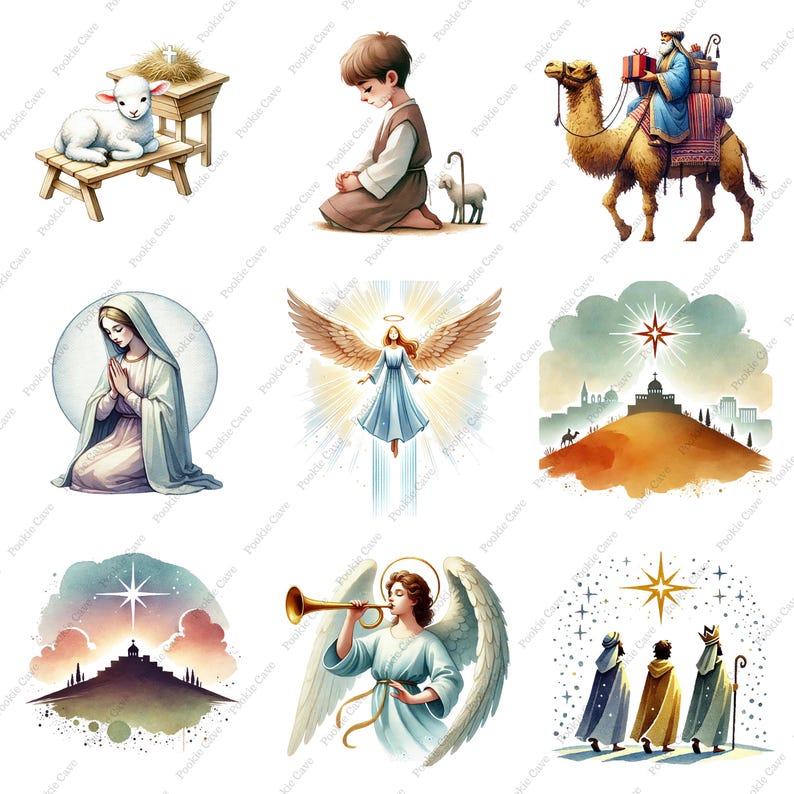 Nativity Christmas Clipart Set – Holy Family PNG Bundle (digital ...