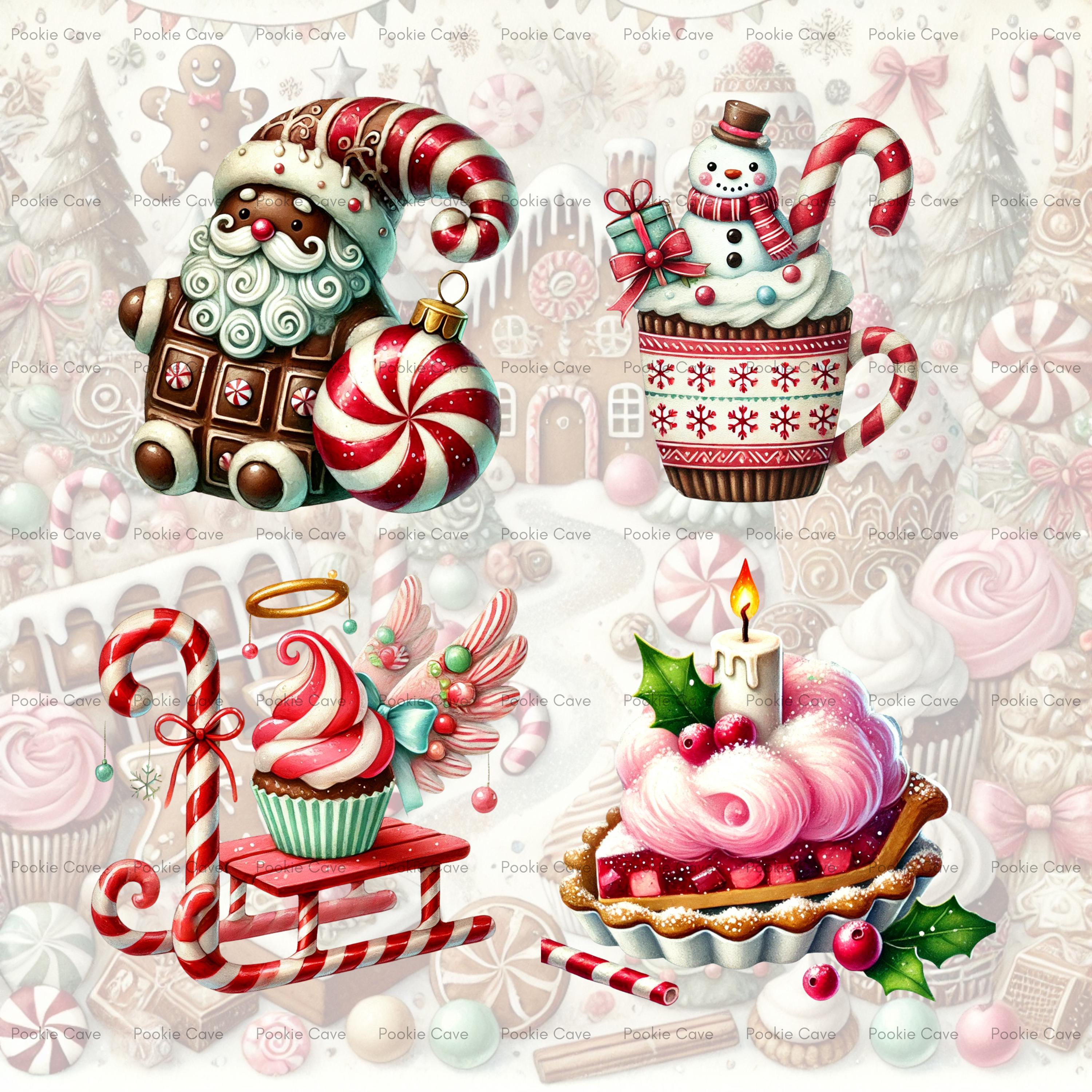 20 Sweet Treat Christmas Clipart Bundle: Candy & Dessert Pngs (digital ...