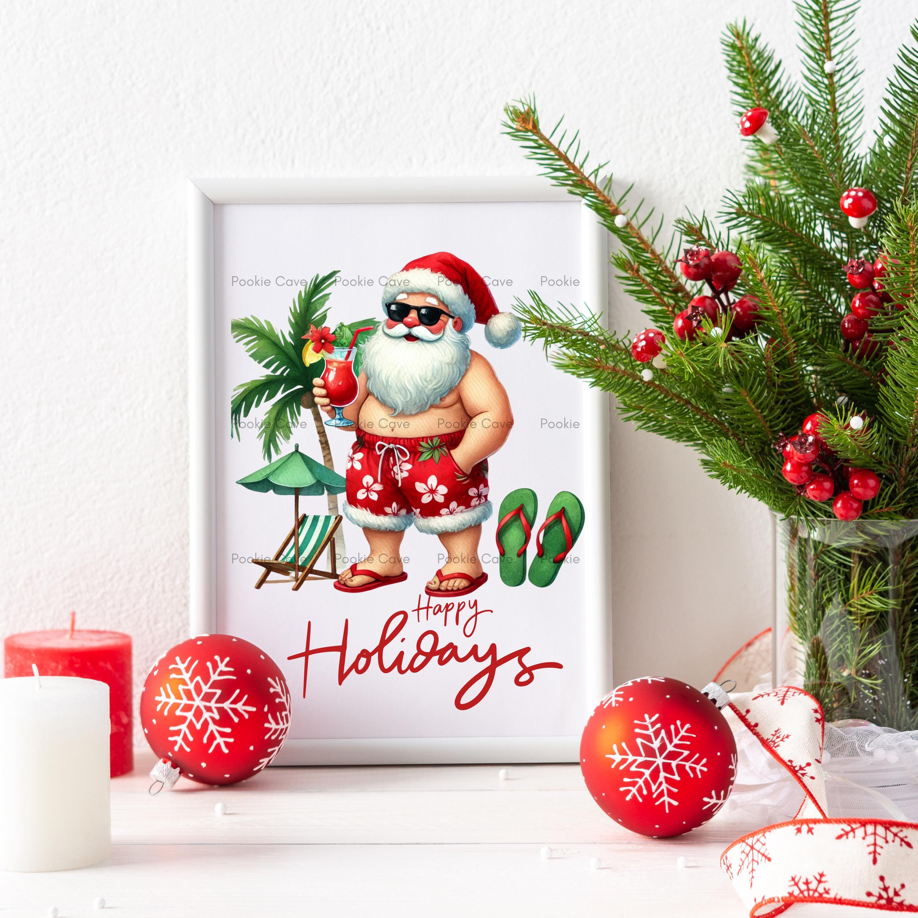 Tropical Christmas Clipart Bundle | Beach Holiday Pngs | Summer Xmas ...