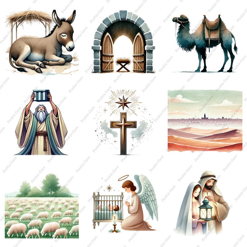 Nativity Christmas Clipart Set – Holy Family PNG Bundle (digital ...