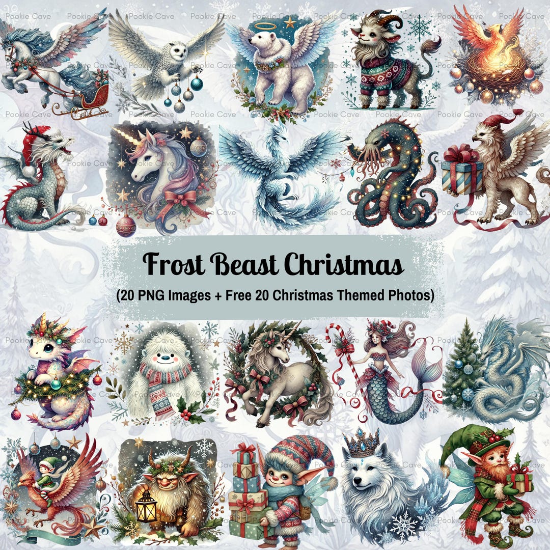 Frost Beast Christmas Clipart Bundle: Mythical Winter PNG (digital ...