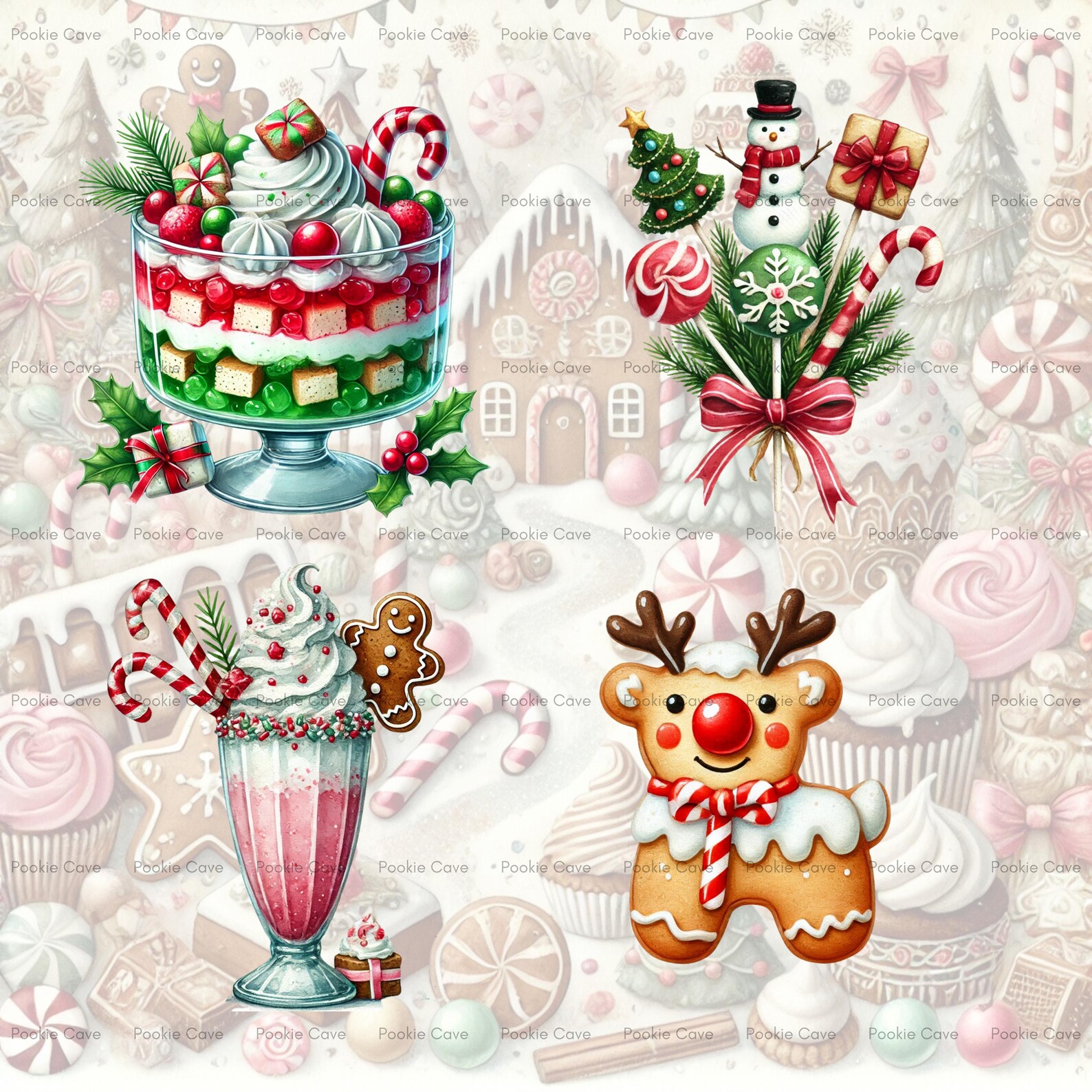 20 Sweet Treat Christmas Clipart Bundle: Candy & Dessert Pngs (digital ...