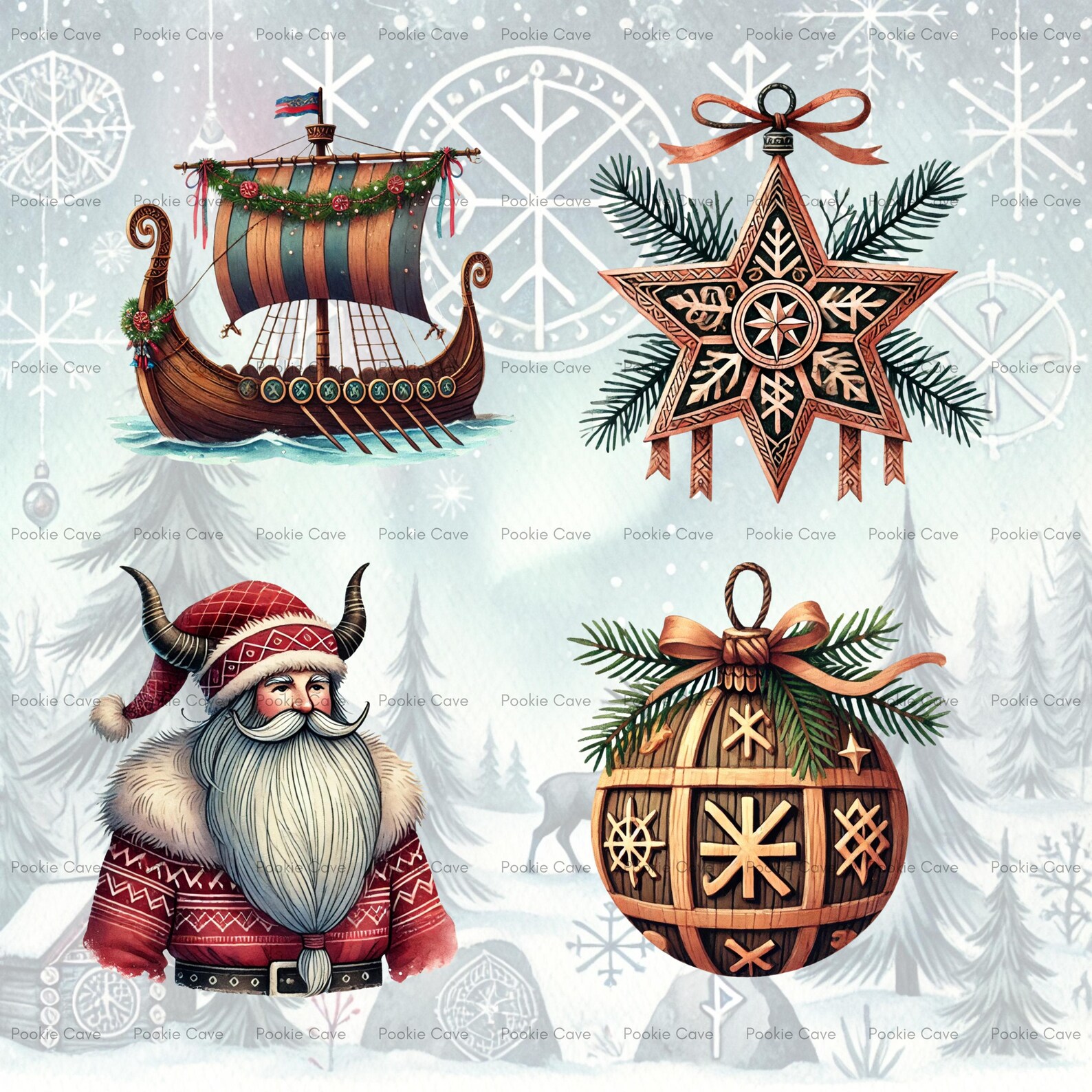 Ancient Christmas Clipart Bundle | 20 Historical Holiday Pngs | Vintage ...