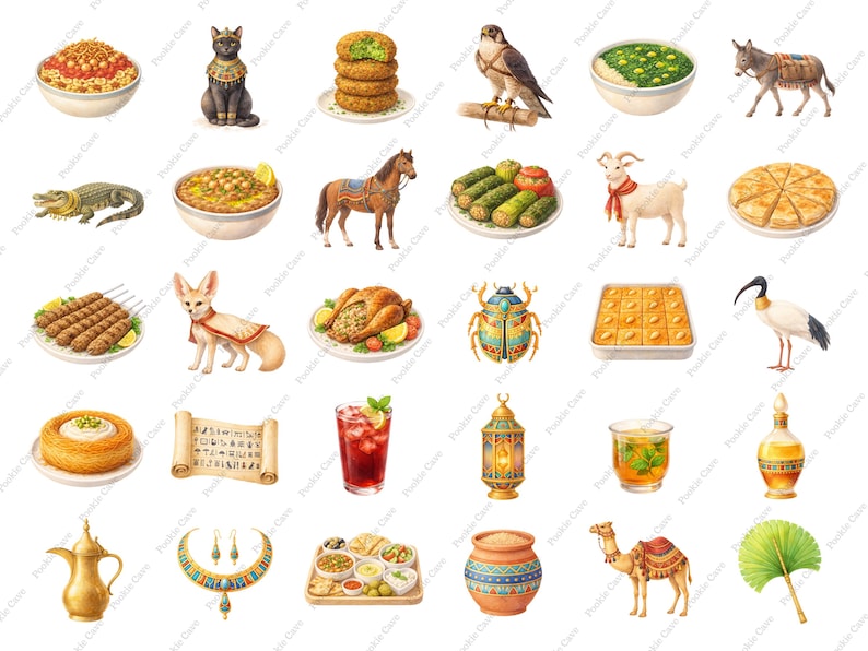 Egypt Travel Clipart Bundle, Cairo Landmarks, Ancient Art, Pyramids ...